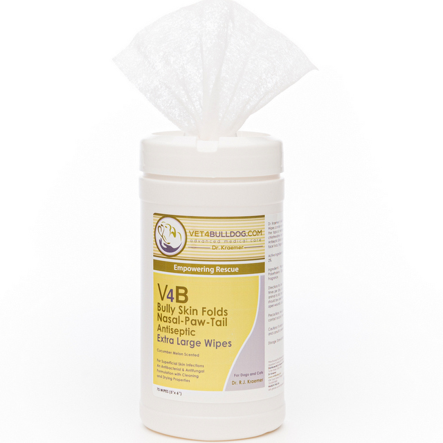 V4B Skin Fold Antiseptic SM Wipes For Bulldogs & Fr. Bulldogs
